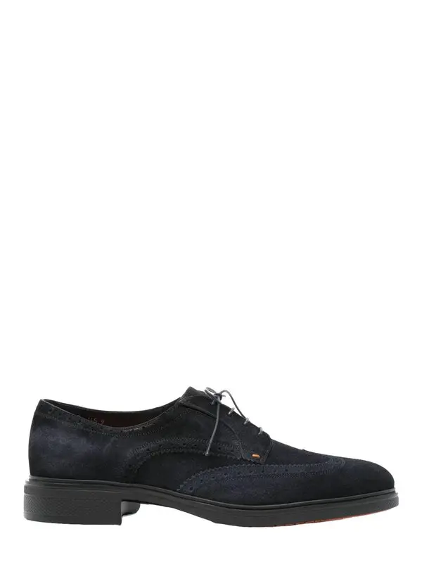 Santoni Suede Oxford Shoes - Blue