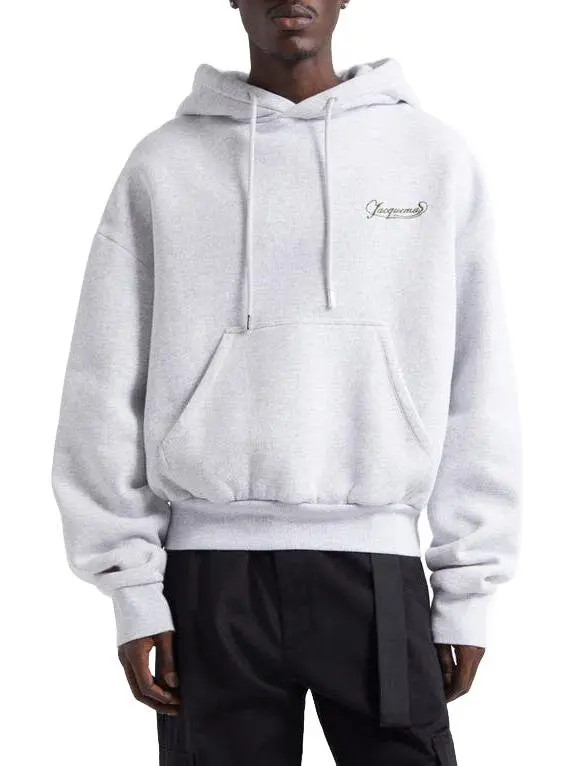 Jacquemus Le Corto Logo Embroidered Hoodie - Uni Club Grey