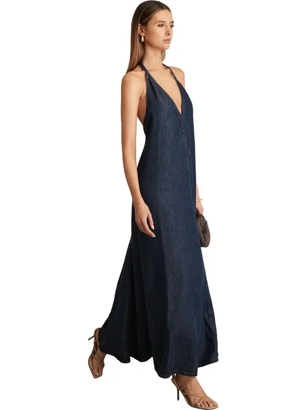 REISS Rachel Halterneck Maxi Dress - Indigo