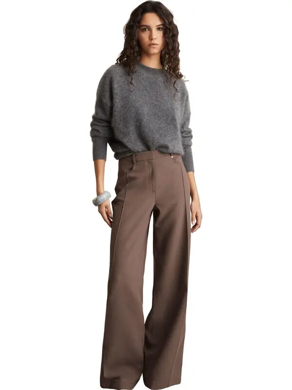 REISS Heather Palazzo Tailored Trousers - Mink Neutral