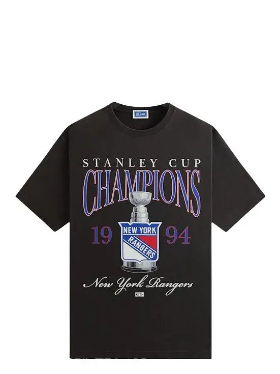 Kith X New York Rangers Champion Vintage Tee Shirt - Black