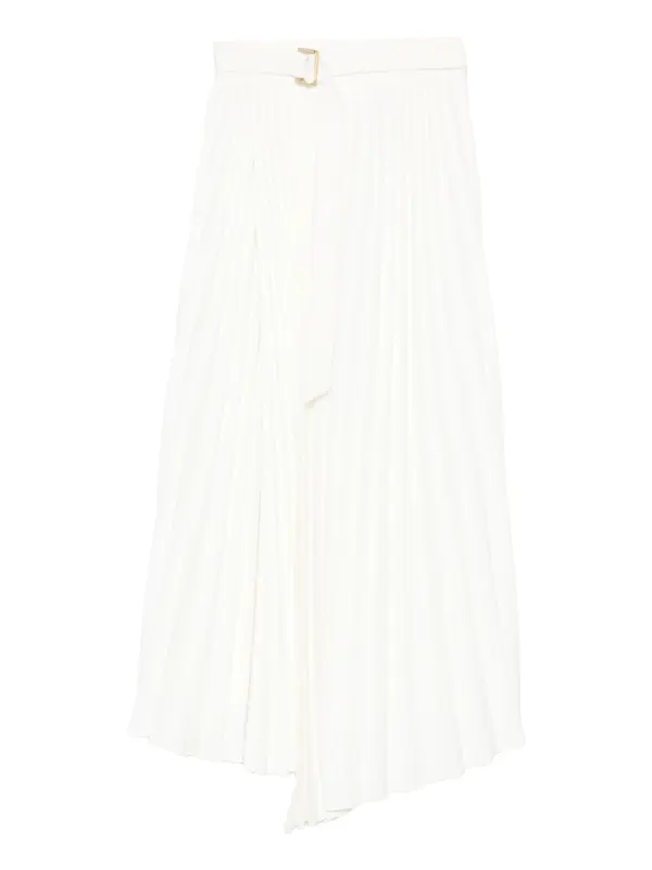PARLOR Belted Midi Skirt - White