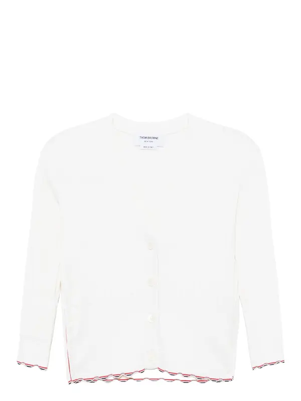 Thom Browne V-neck Cardigan - 100 White