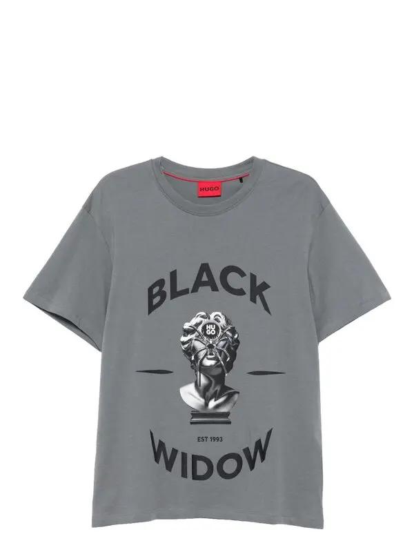 Hugo Spider-print Cotton T-shirt - Grey
