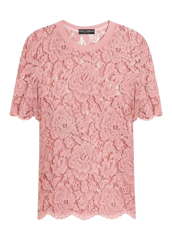 Dolce & Gabbana Floral Lace Top - Pink