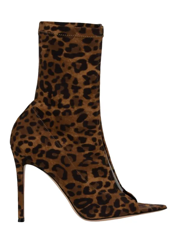 GIANVITO ROSSI Hiroko Leopard Print Boots - Brown