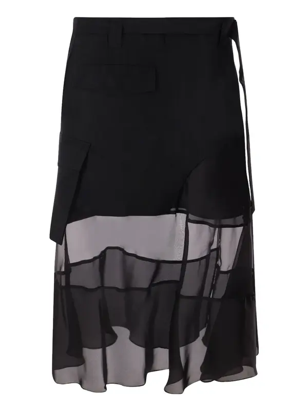 Sacai Asymmetric Midi Skirt - Black