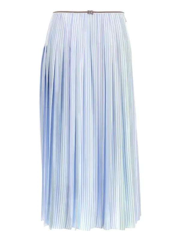 Thom Browne Striped Pleated Midi Skirt - Blue