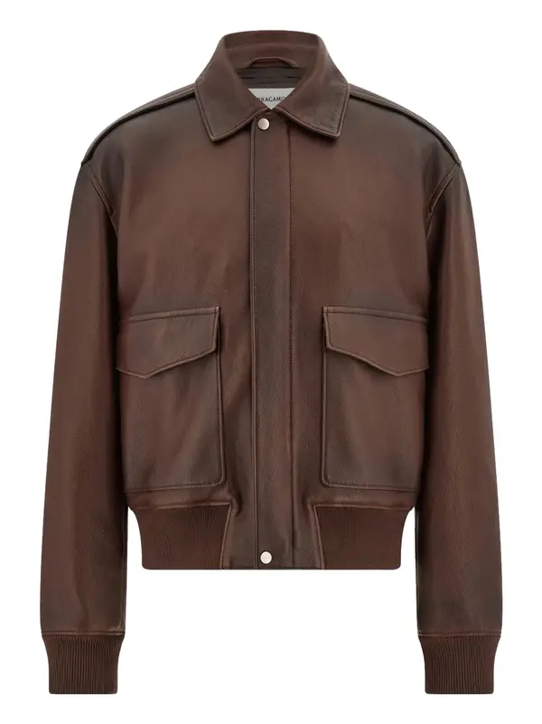 FERRAGAMO Leather Jacket - Brown