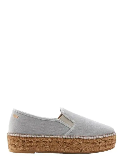 VISCATA Castell Canvas Espadrille Platforms - Ash Grey