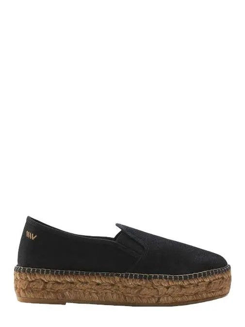 VISCATA Castell Canvas Espadrille Platforms - Black