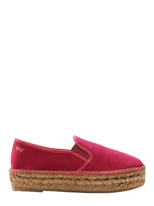 VISCATA Castell Canvas Espadrille Platforms - Cherry