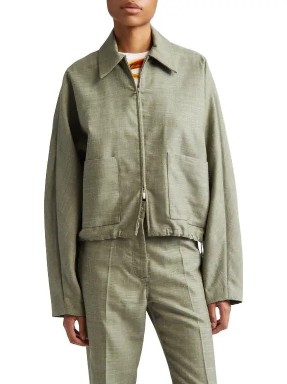 FERRAGAMO Patch Pocket Virgin Wool-blend Jacket - Olive/ White
