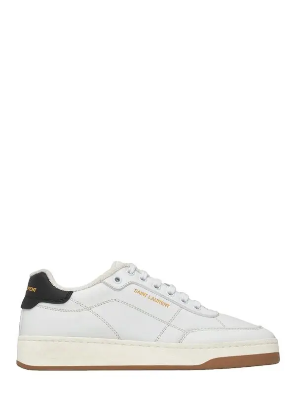 Saint Laurent Sl/61 Logo-print Sneakers - White And Honey Smooth Leather