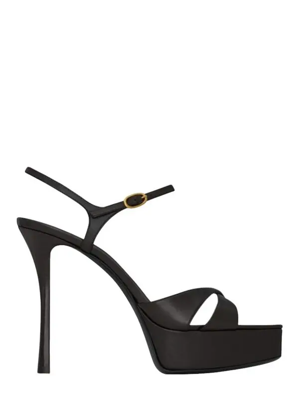 Saint Laurent Debbie Platform Sandals - Eagle Brown Lambskin