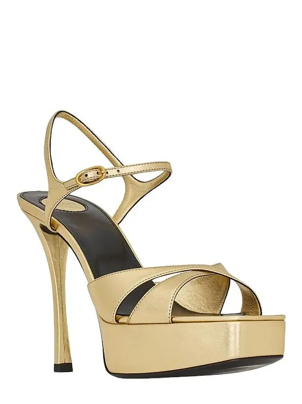 Saint Laurent Debbie Platform Sandals - Gold Metallic Lambskin