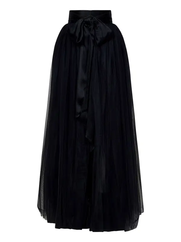 ROOM76 Tulle-overlay Maxi Skirt - Black