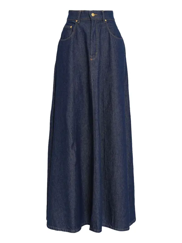 AMAPO Denim Maxi Skirt - Blue