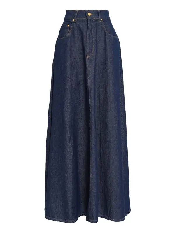 AMAPO Denim Maxi Skirt - Blue
