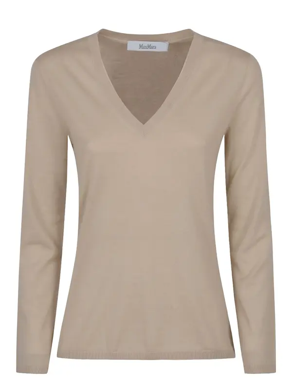 Max Mara V-neck Fine Knit Top - Neutrals