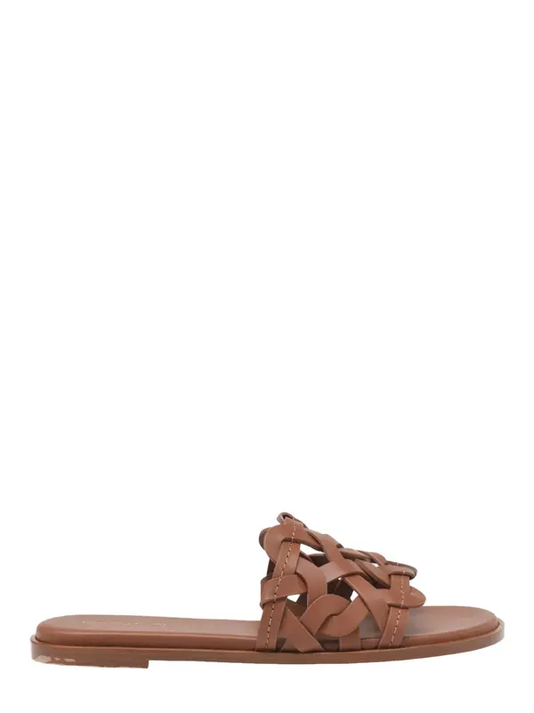 GIANVITO ROSSI Amalfi Leather Flat Sandals - Leather Brown