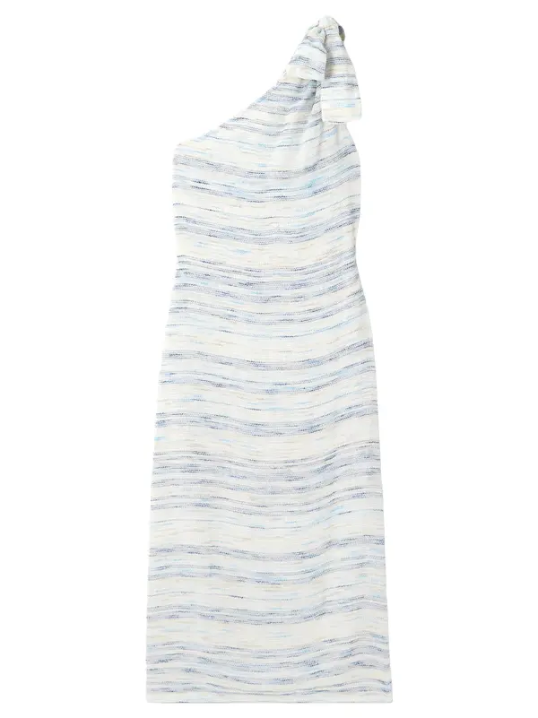 Lisa Marie Fernandez One-shoulder Striped Gauze Dress - White
