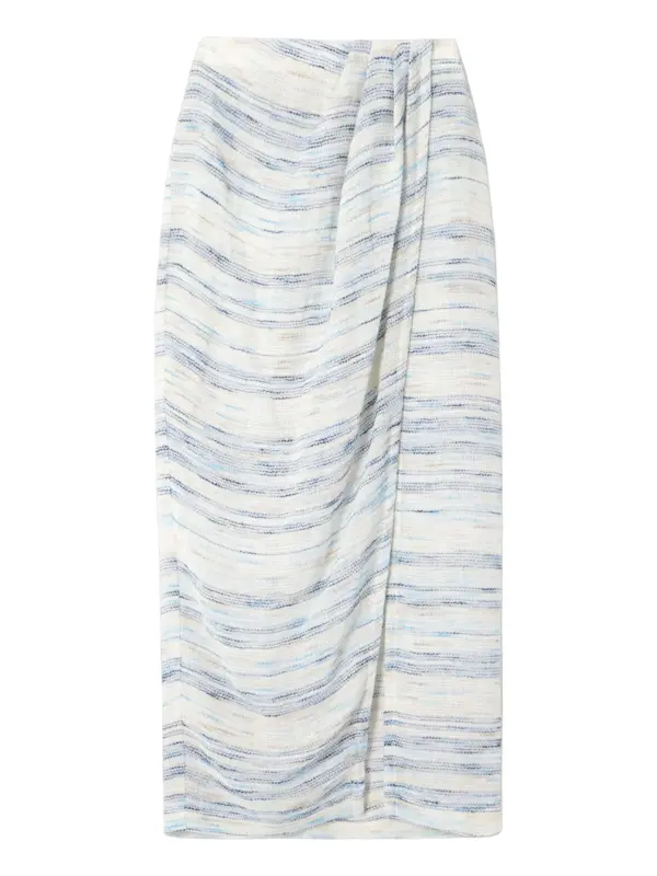 Lisa Marie Fernandez Pleated Striped Linen-blend Gauze Pareo - White