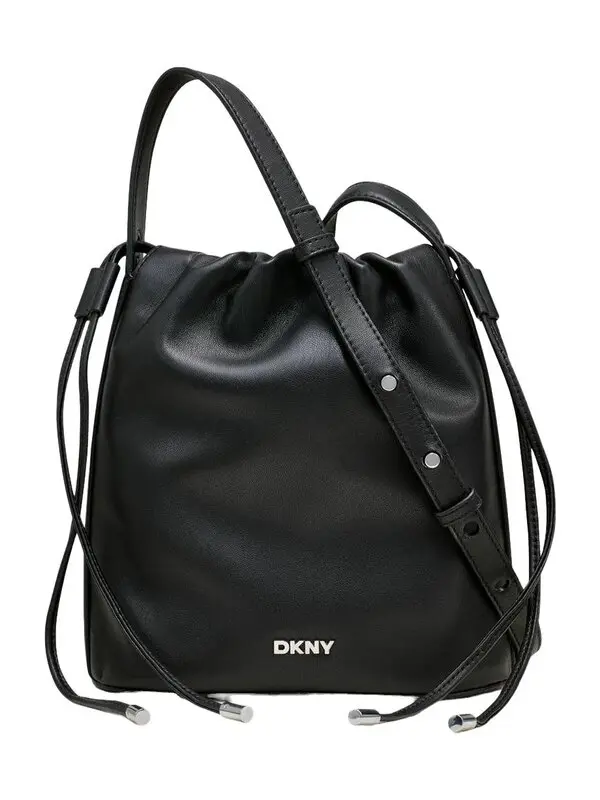 Dkny Channing Small Drawstring Bag - Black/silver