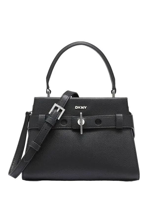 Dkny Small Leather Satchel - Black/silver