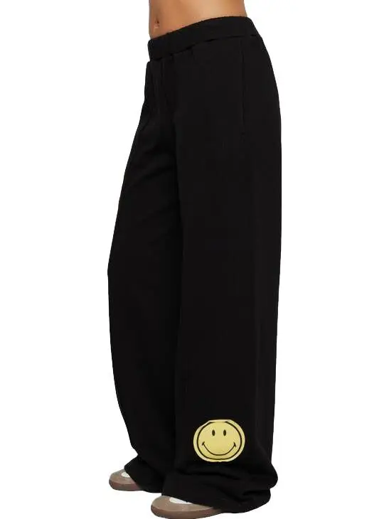 SAMII RYAN Straight Leg French Terry Pants - Black