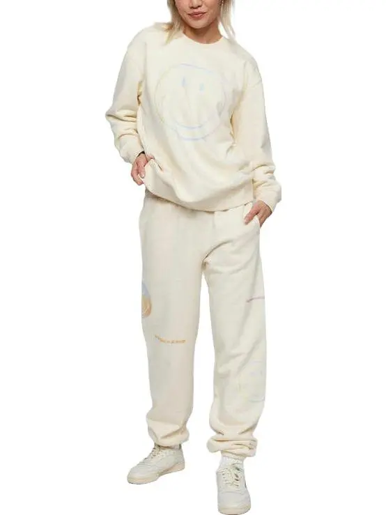 SAMII RYAN Smiley Radiate Happiness Sweatpants - Bone
