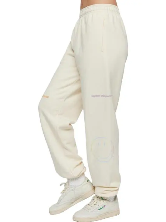 SAMII RYAN Smiley Radiate Happiness Sweatpants - Bone