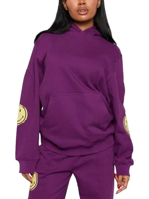 SAMII RYAN Smiley Oversized Hoodie - Purple