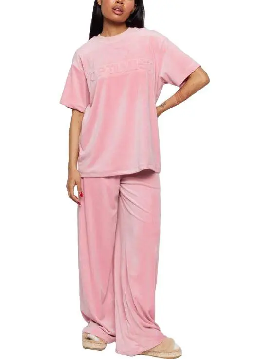 SAMII RYAN Optimist Velour Wide Leg Pants - Pink