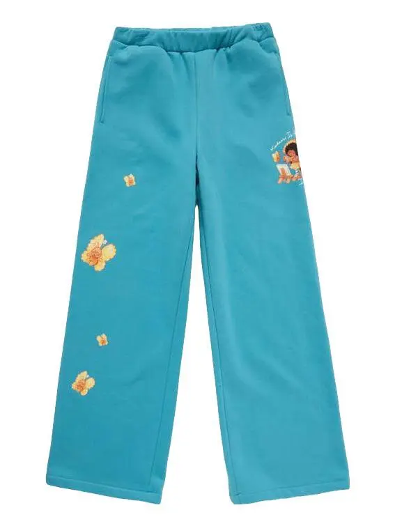 SAMII RYAN Kindness Season" Open Leg Sweatpants - Washed Blue