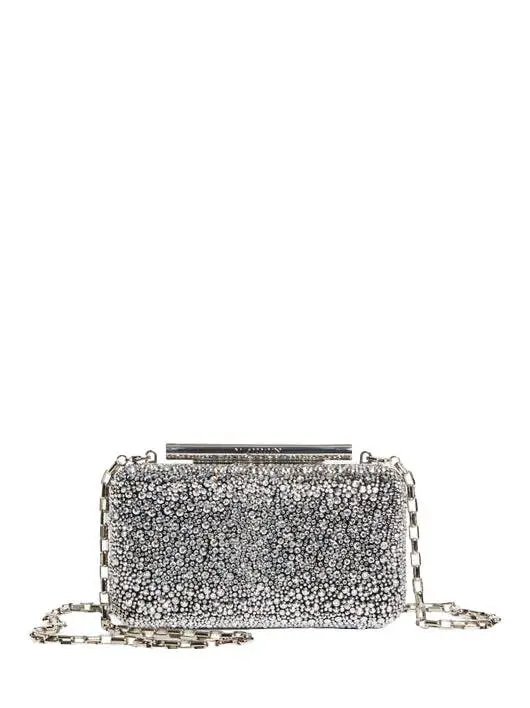 Alexander McQueen T-bar Crystal Box Clutch - Silver/black