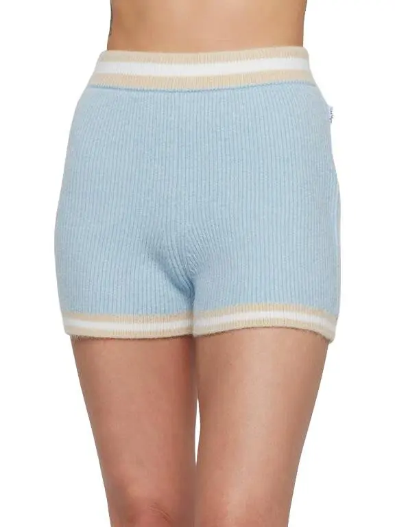 SAMII RYAN Smiley Wimbledon Knit Shorts - Baby Blue