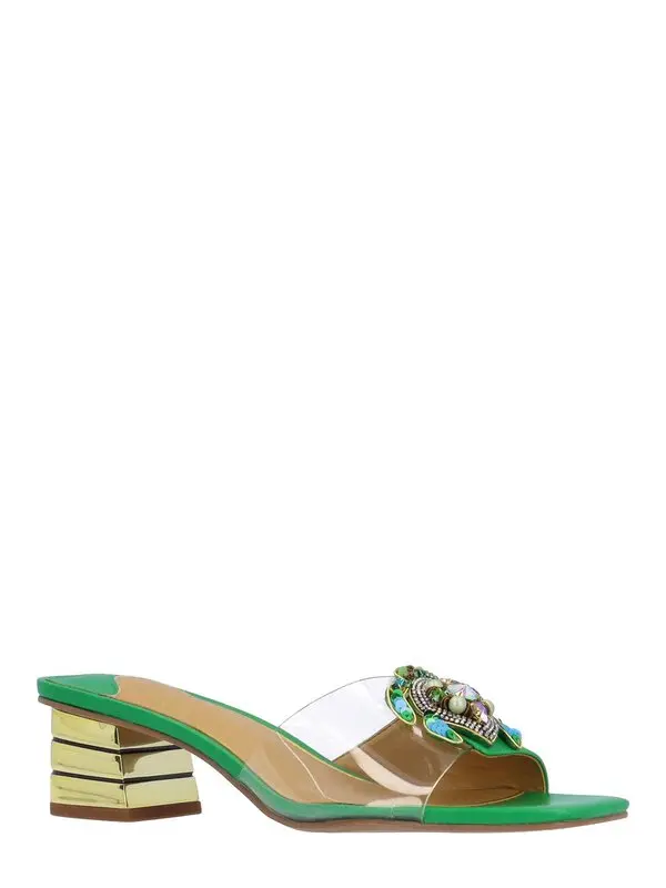 J. Reneé Torti Embellished Slide Sandal - Clear/ Green