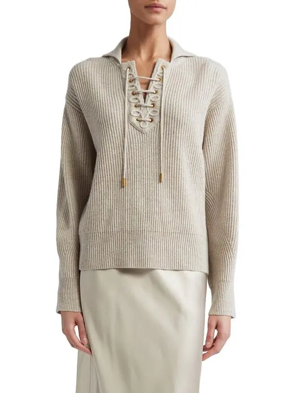 Max Mara Eccelso Lace-up Wool & Cashmere Sweater - Sand