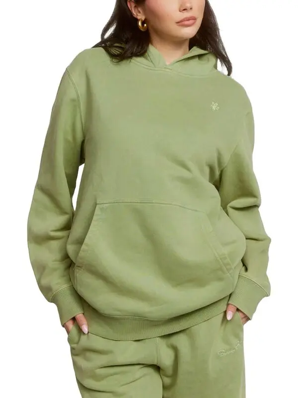 SAMII RYAN Embroidered Cotton Hoodie - Olive