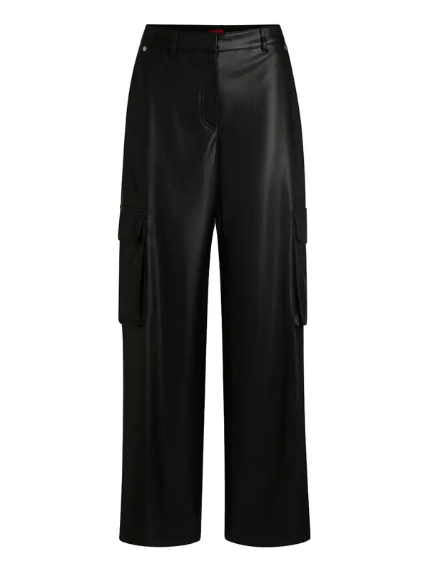 Hugo Faux-leather Cargo Trousers - Black