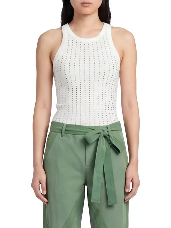Attico Embellished Sleeveless Top - White