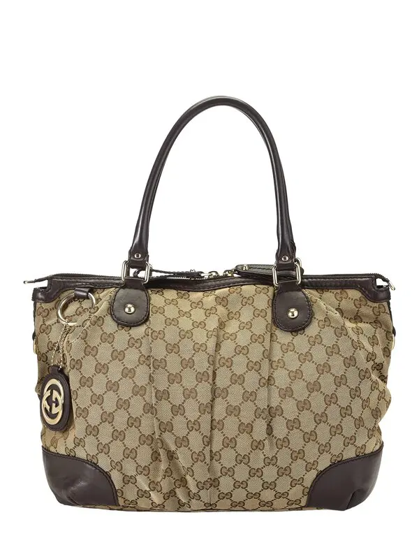 Gucci Original Gg Sukey Zip Handbag - Brown