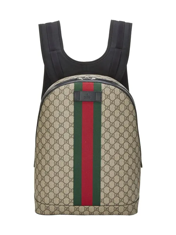 Gucci Original Gg Supreme Canvas Web Backpack - Black