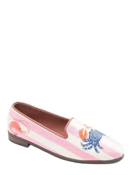 BYPAIGE Needlepoint Loafer - Pink/ivory Stripe