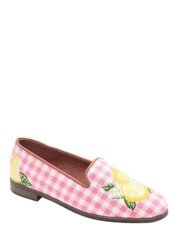 BYPAIGE Needlepoint Loafer - Pink/white Gingham