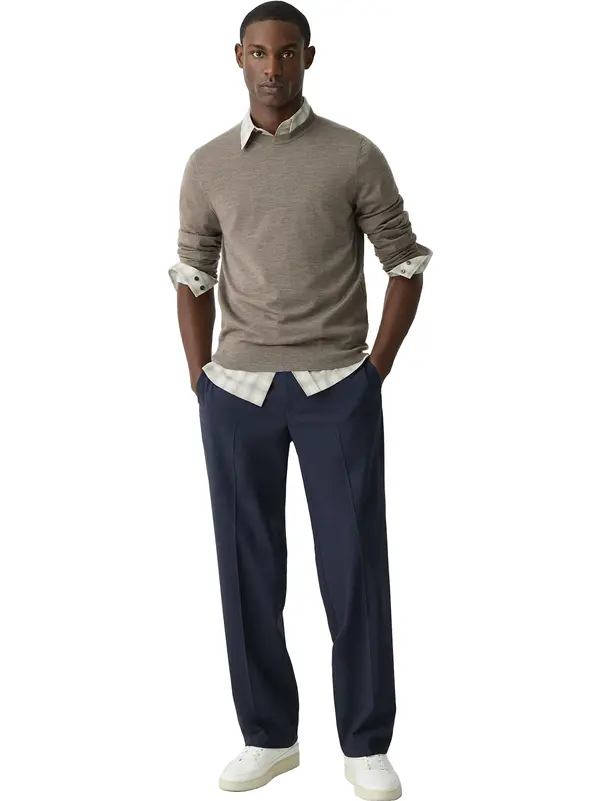 Theory Straight-leg Pant In Stretch Wool - Navy