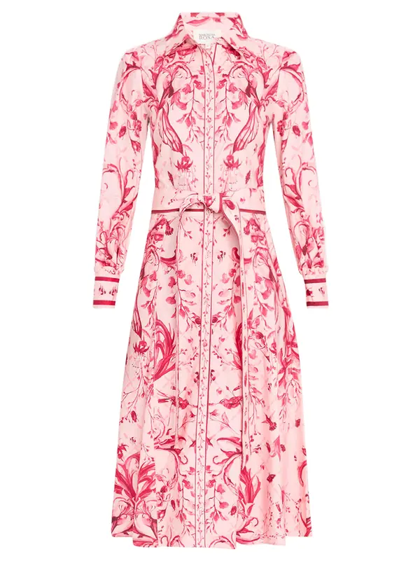 Marchesa Floral-print Cotton Shirtdress - Fuchsia