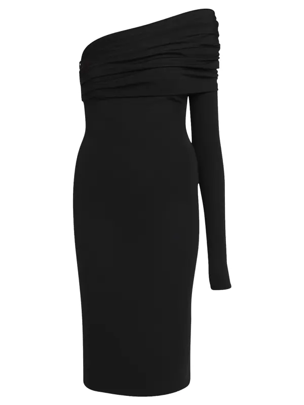Versace Cutout One-shoulder Piquet Stretch Cocktail Dress - Black
