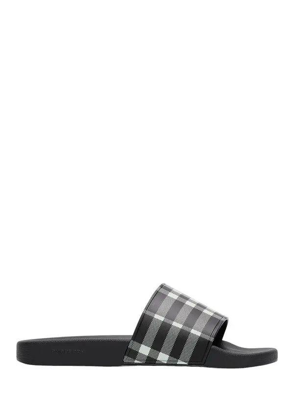 Burberry Furley Check Slide Sandals - Black/calico Ip Chk